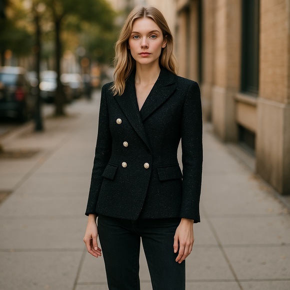 Jason Wu | Jackets & Coats | Nwt Jason Wu Black Metallic Tweed Double ...